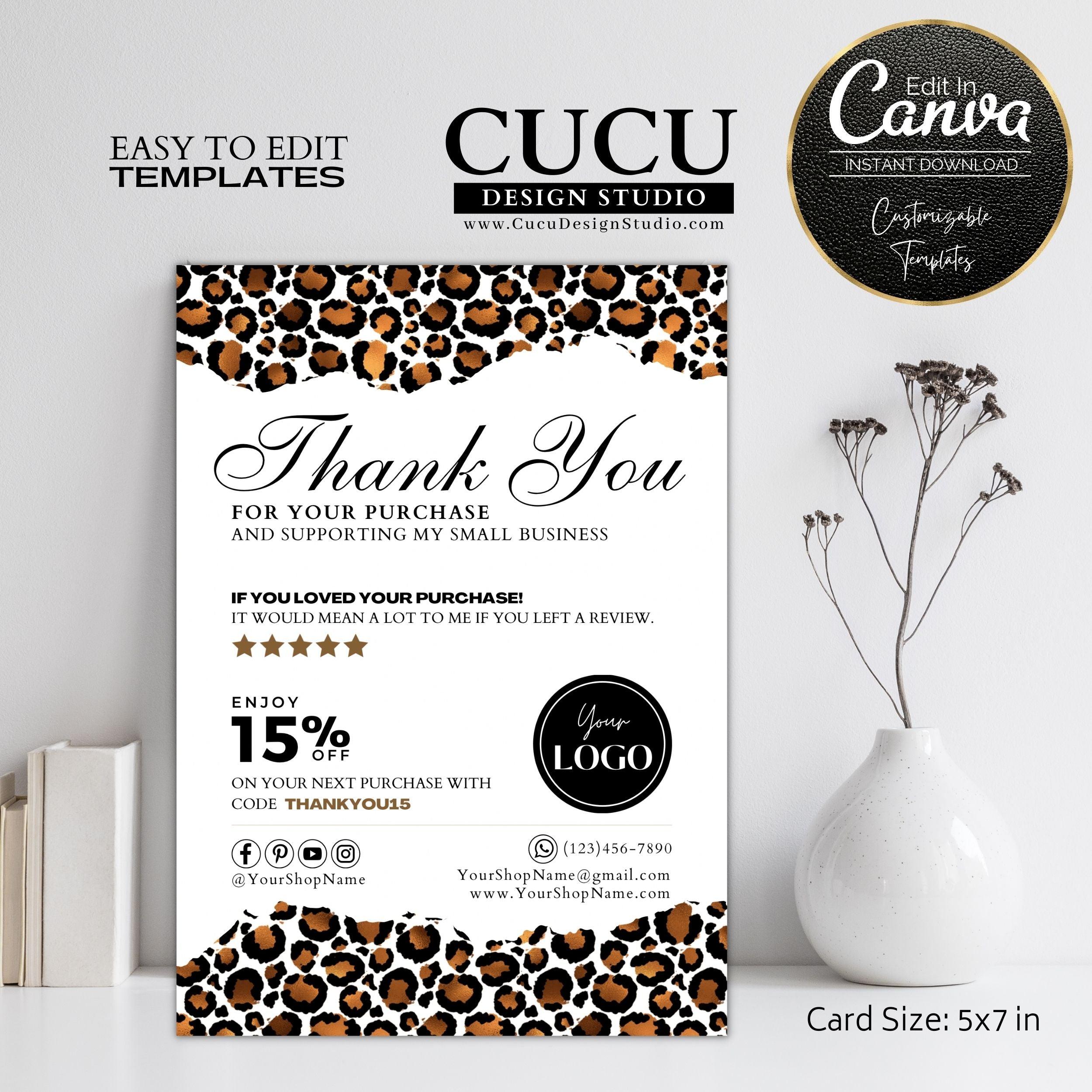 Editable Canva Thank You Card Template with Promo Code – Cucu Design Studio