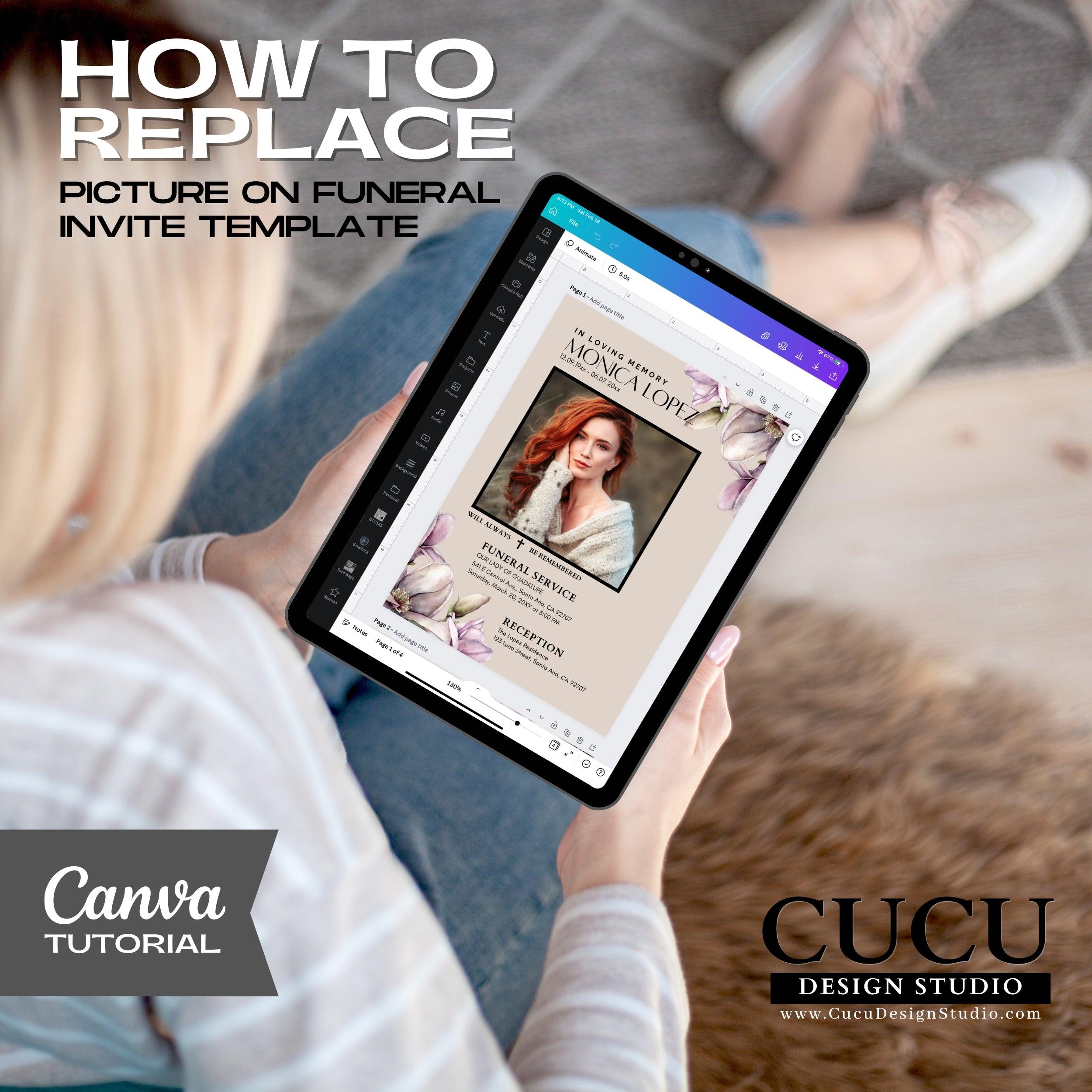 Canva Tutorial: How to replace picture on funeral template. – Cucu ...