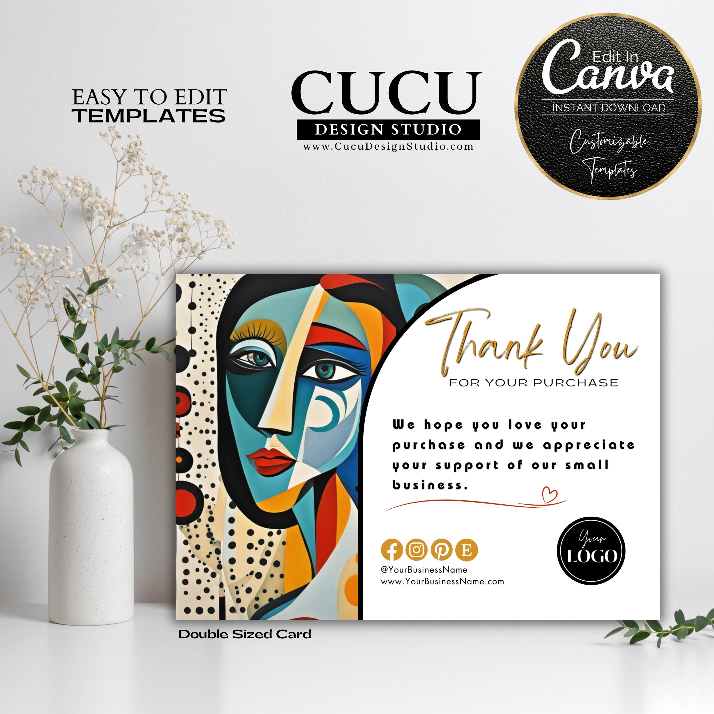 Colorful Abstract Thank You For Your Purchase Card Template – Cucu ...