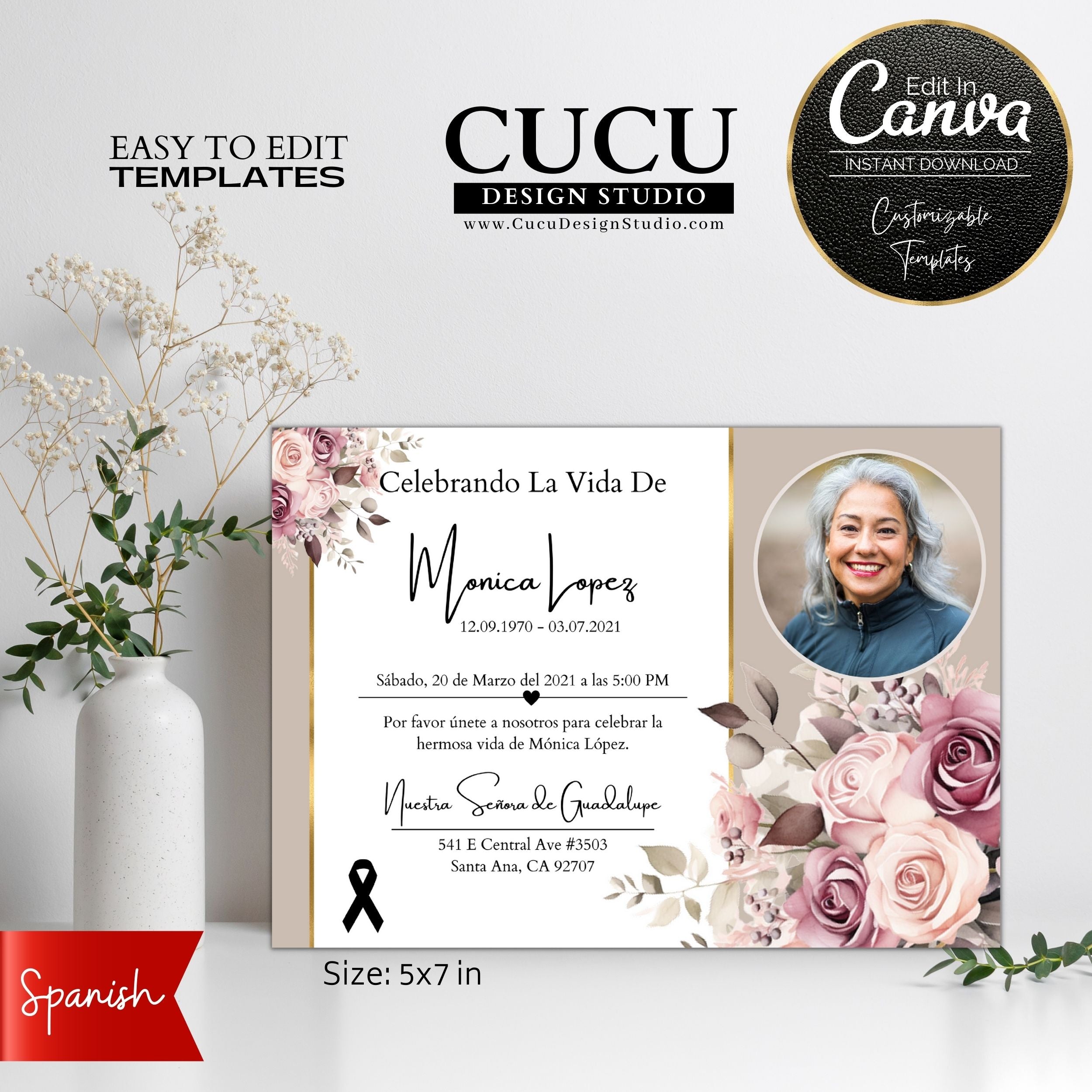 Spanish Memorial Service Invitation Card – Cucu Design Studio