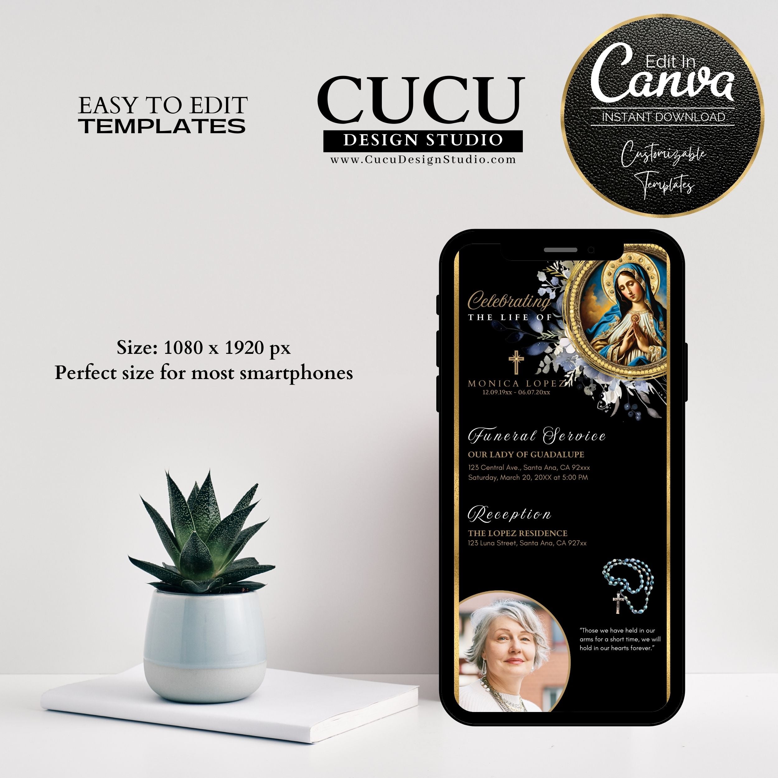 Virgin Mary Digital Download Funeral Template | Virgin Mary Catholic F ...