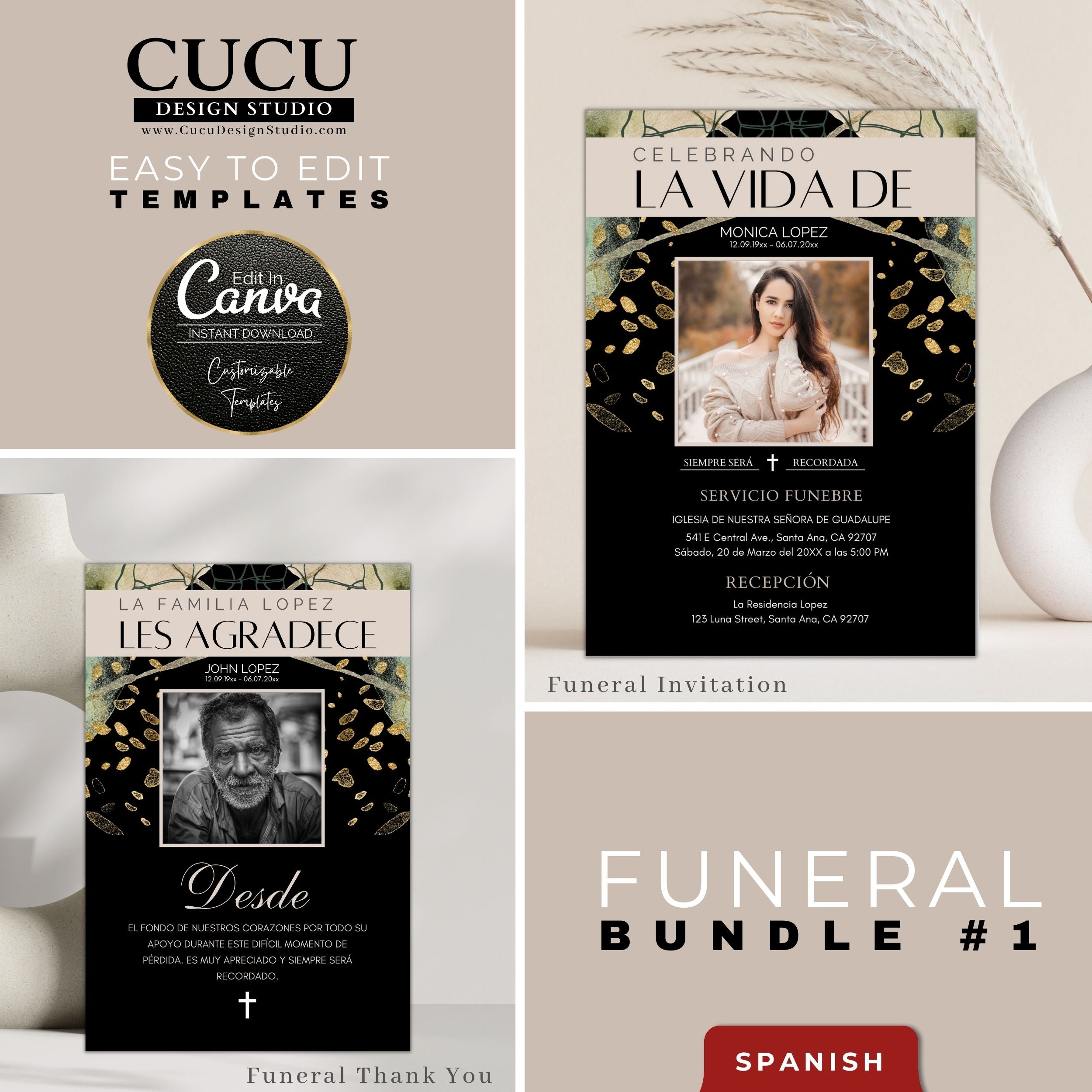 Spanish In Loving Memory Funeral Template | Spanish Funeral Thank You ...