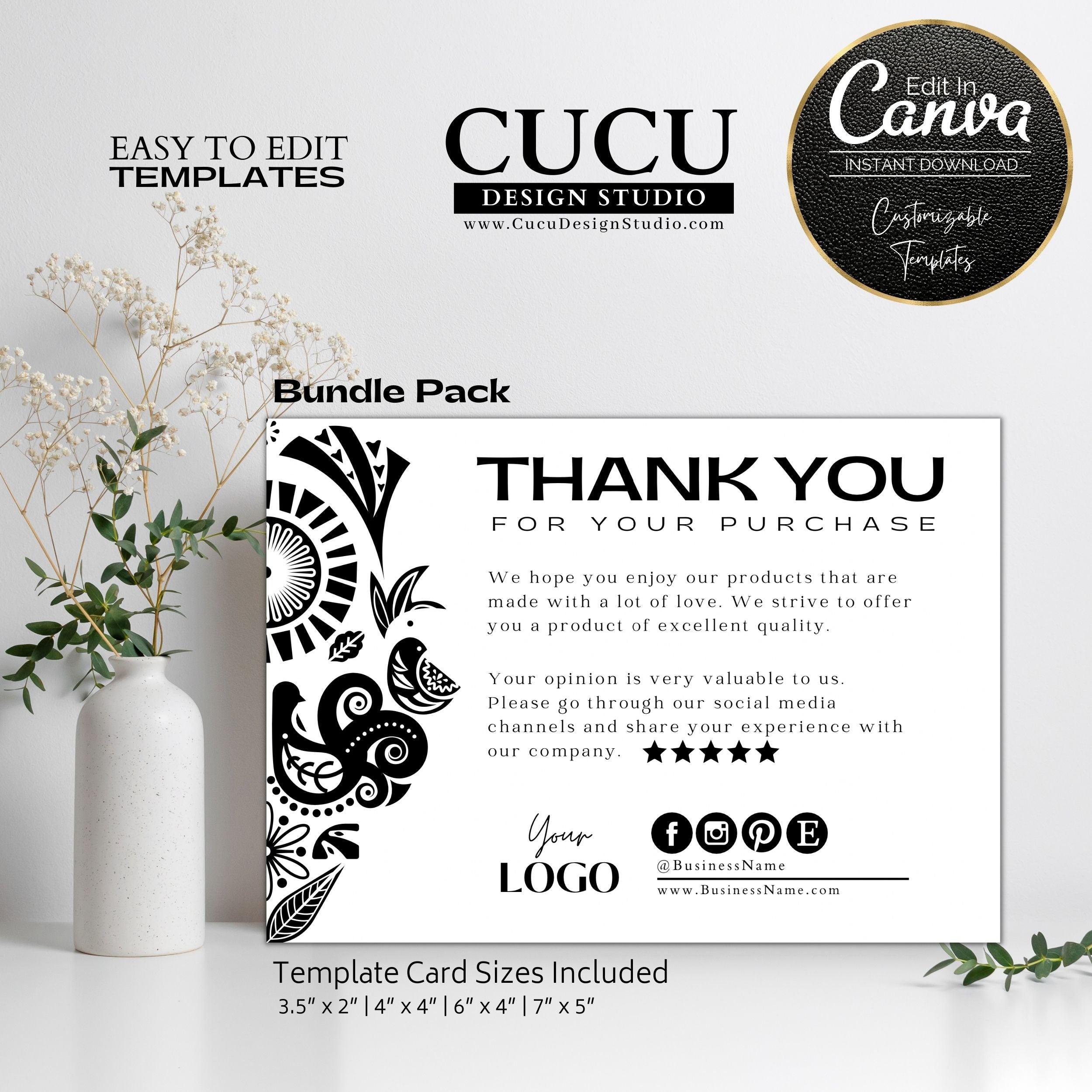 Minimalist Bundle Pack Business Thank You For Your Purchase Template ...