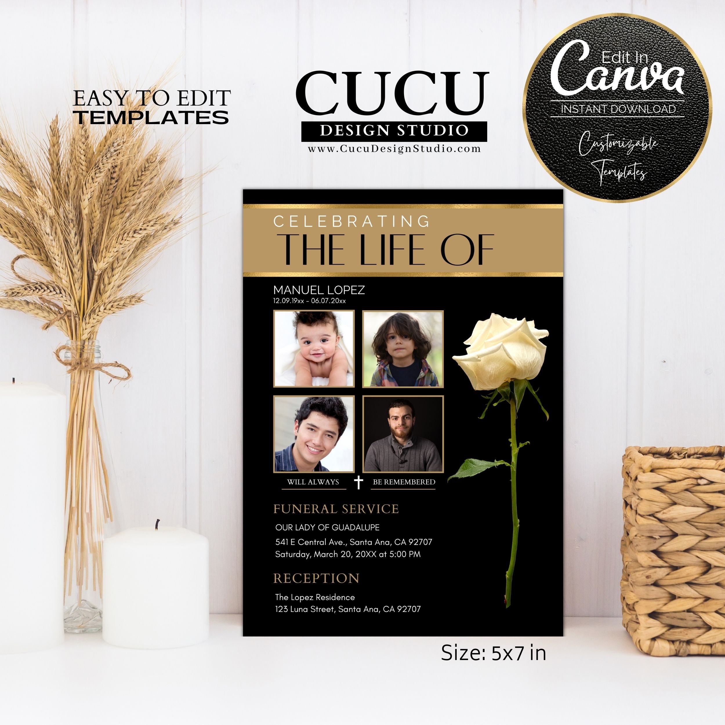Memorial Funeral Template Card – Cucu Design Studio
