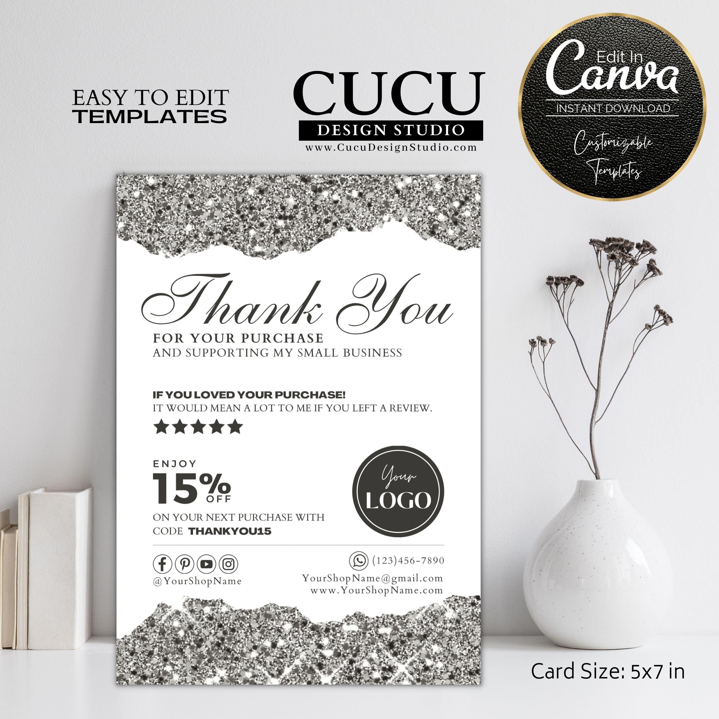 Promo Code Printable Thank You Card Template – Cucu Design Studio